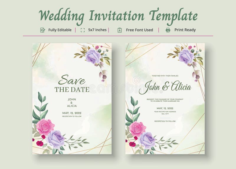Wedding Invitation Card Template, Invitation Card Poster Stock Vector ...