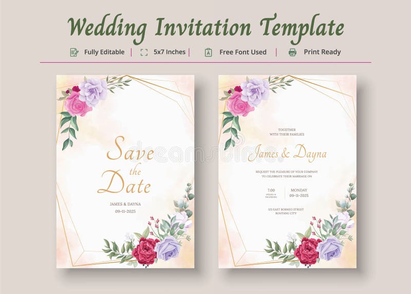Wedding Invitation Card Template, Invitation Card Poster Stock Vector ...