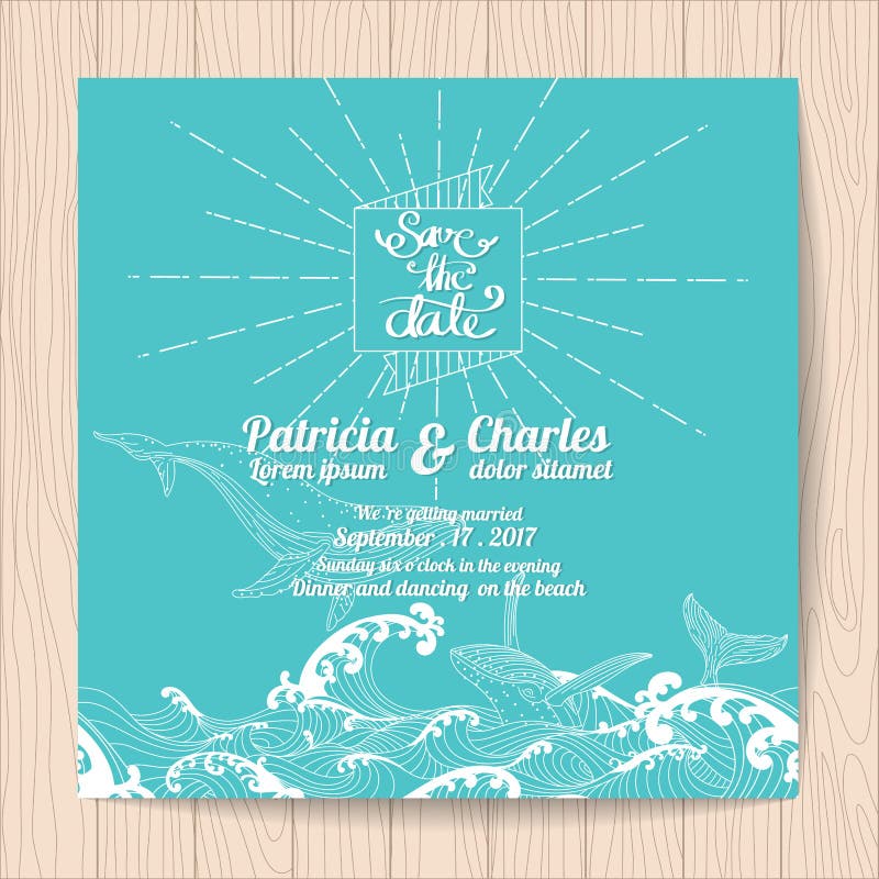 Wedding Invitation Card Templates Ocean Theme Stock Vector ...