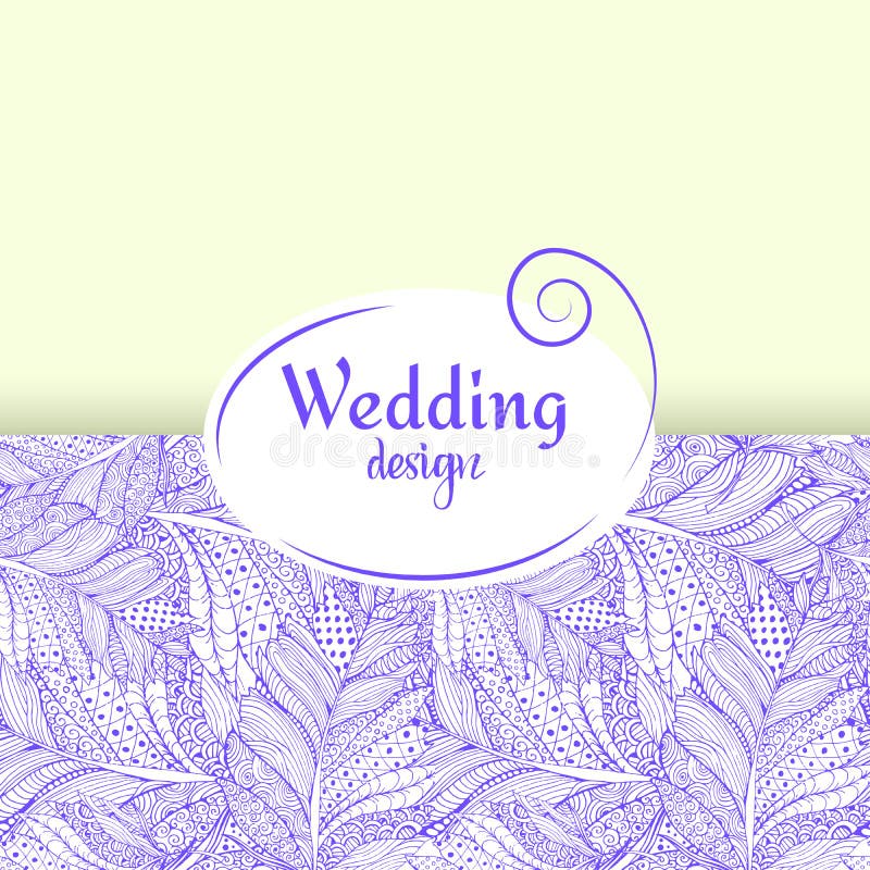 Wedding Invitation Card with White Space and Ornamental Doodle Pattern ...