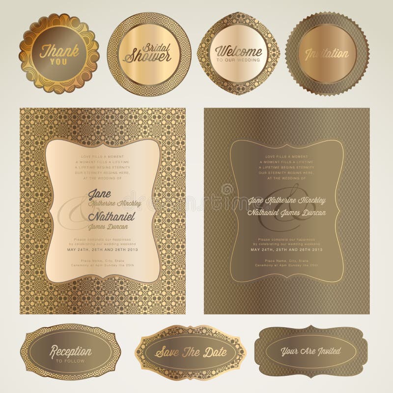 Wedding Invitation Card and Elements Stock Vector - Illustration of ...