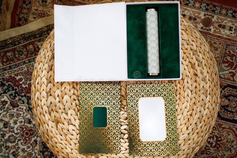 Wedding Invitation Cards with Patterns on Vintage Table Stock Image ...