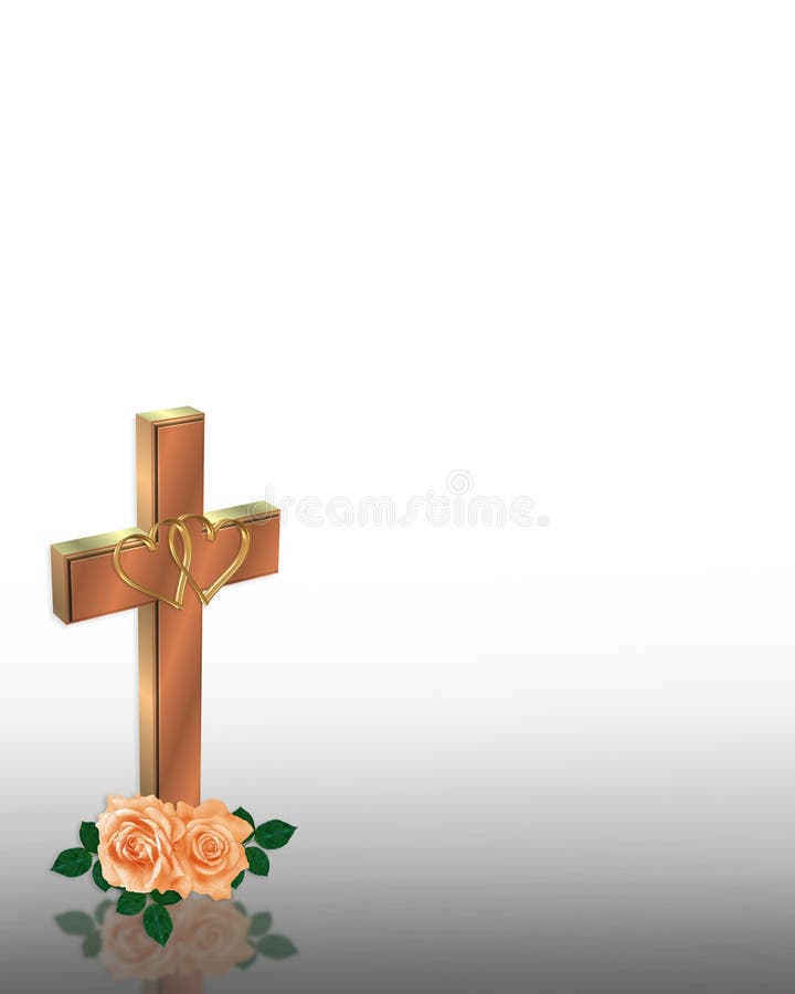 Christian Cross Wedding Invitation Stock Illustration - Illustration of ...