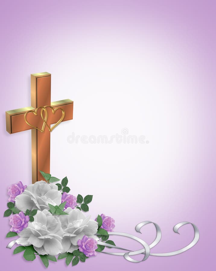 Christian Cross Wedding Invitation Stock Illustration - Illustration of ...