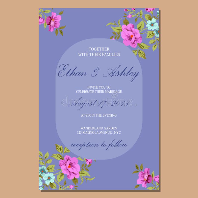 Wedding Invitation with Cute Floral Flower Pattern Frame Stock Vector ...