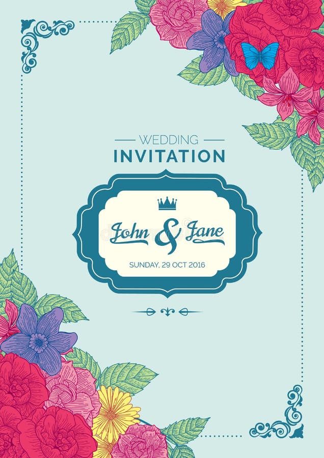 Wedding invitation design stock vector. Illustration of pretty - 182795751