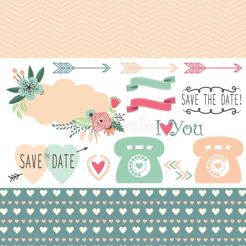 Wedding Invitation Design Elements Stock Vector - Illustration of ...