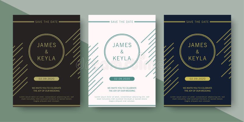 Wedding Invitation with Elegant Abstract Lines Stock Illustration ...