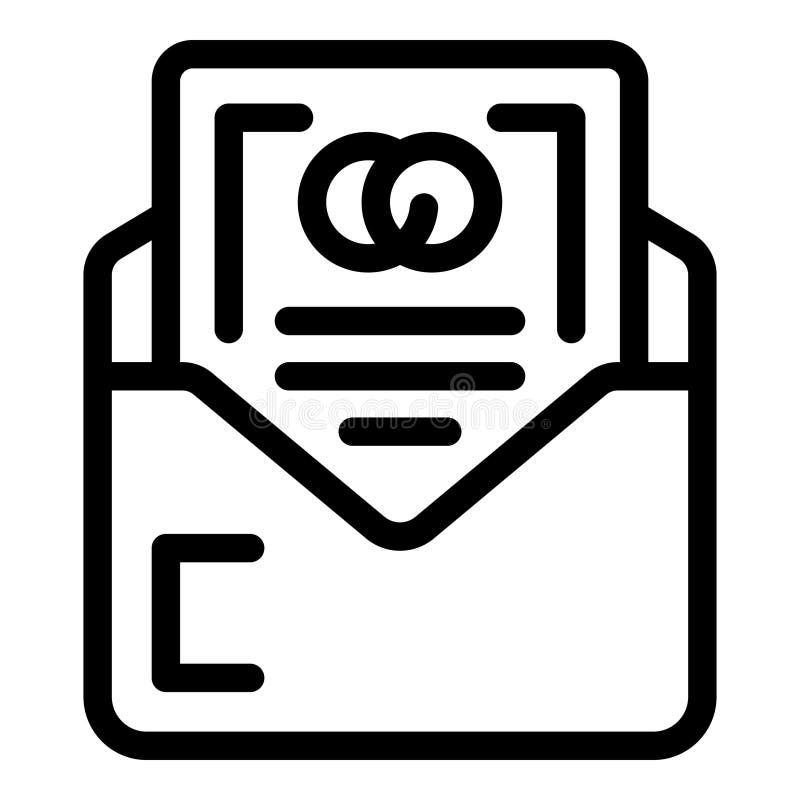 Wedding Invitation Envelope with Rings Icon Stock Illustration ...