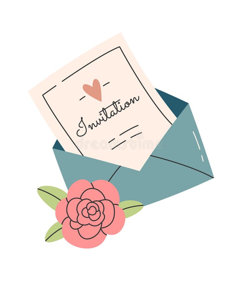 Wedding Invitation Envelope with Rose Stock Vector - Illustration of ...
