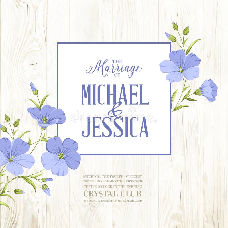 Wedding Invitation. Floral Linen Hand-drawn Illustration. Stock Vector ...