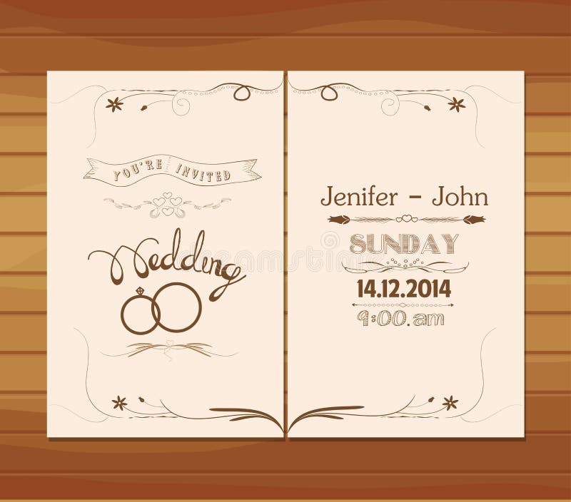 Wedding Invitation Floral Retro Stock Vector - Illustration of modern ...