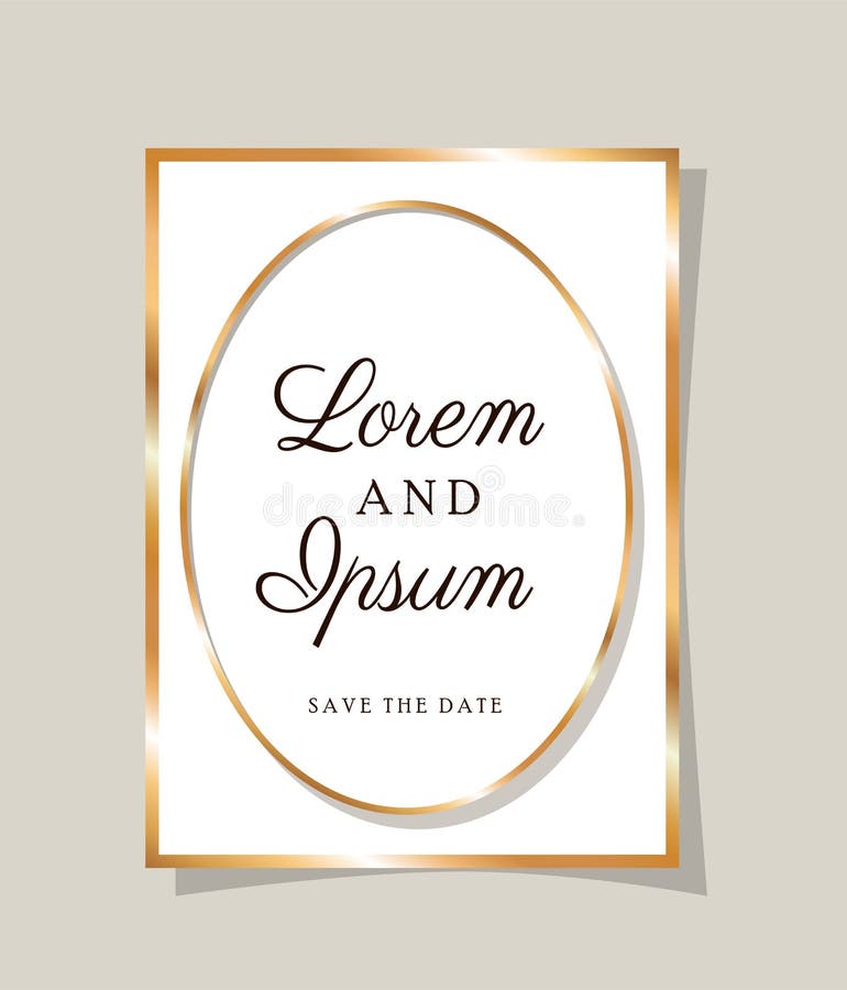 Wedding Invitation with Gold Frame Vector Design Stock Vector ...
