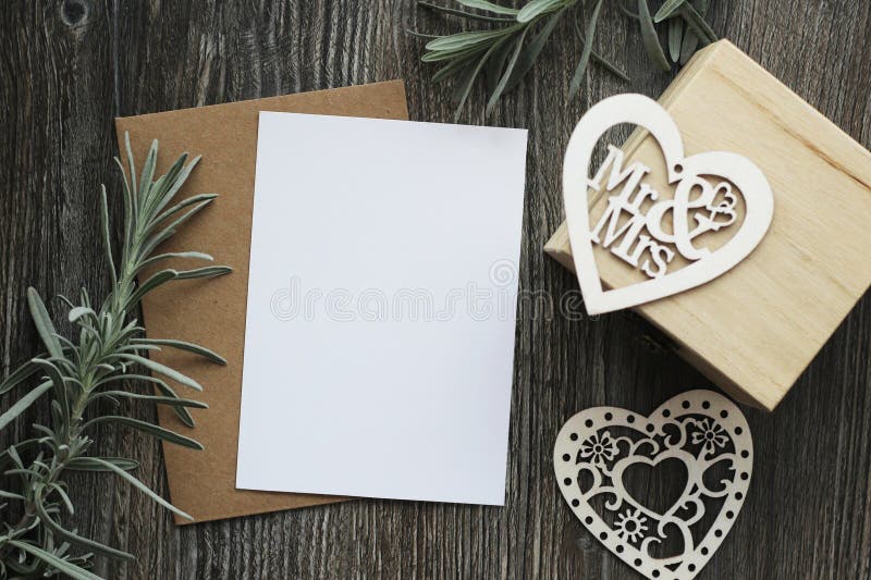 Wedding Invitation and Greeting Card with Copy Space and Envelope ...