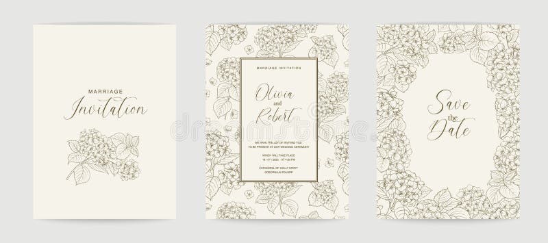 Wedding Invitation. Hydrangeas Illustration. Hand-drawn Frame Stock Vector - Illustration of ...