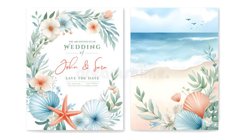 Beach Wedding Invitation. Wedding Cards, Invitation. Save the Date Sea ...