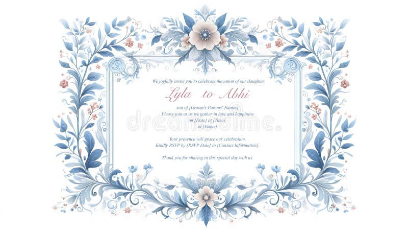 Wedding Invitation Card Concept or Certificate Design Template with ...