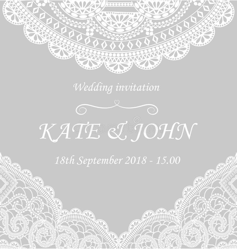 Wedding Invitation with Lace Stock Illustration - Illustration of ...