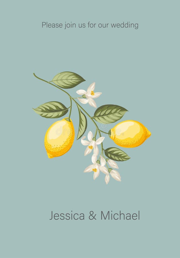 Wedding Invitation. Lemon Illustration. Hand-drawn Frame. Stock Vector ...