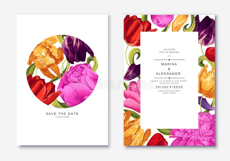 Spring Realistic Floral Design with Tulips and Peonies. Stock Vector ...