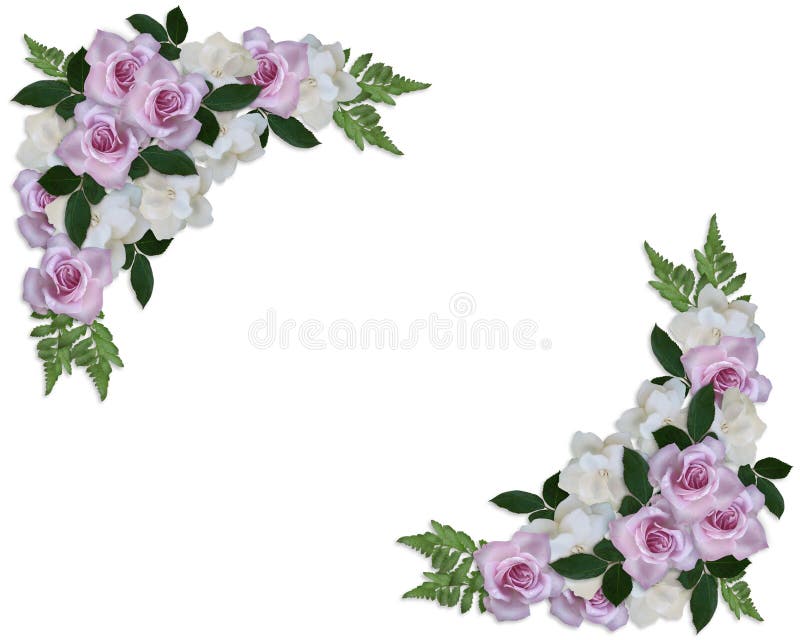 Purple Roses Corner Border Designs Stock Illustration - Illustration of ...