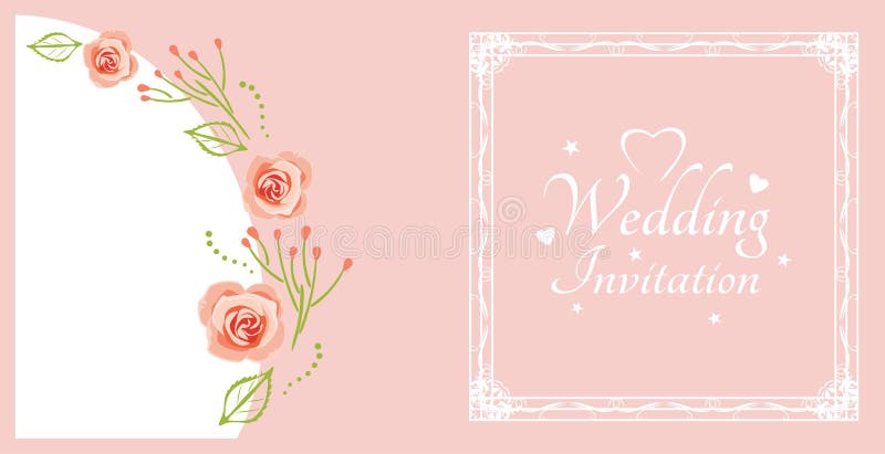 Wedding Invitation. Sample for Postcard with Pink Roses Stock Vector ...