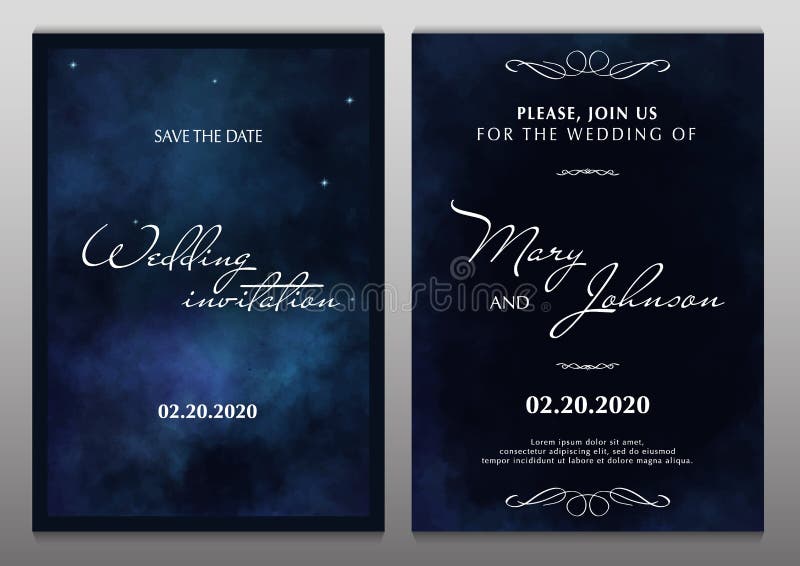 Wedding Invitation. Save the Date. Poster with Cloudy Background. Stock ...
