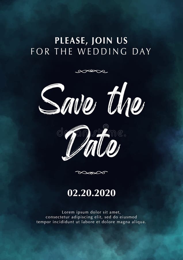 Wedding Invitation. Save the Date. Poster with Cloudy Background. Stock ...