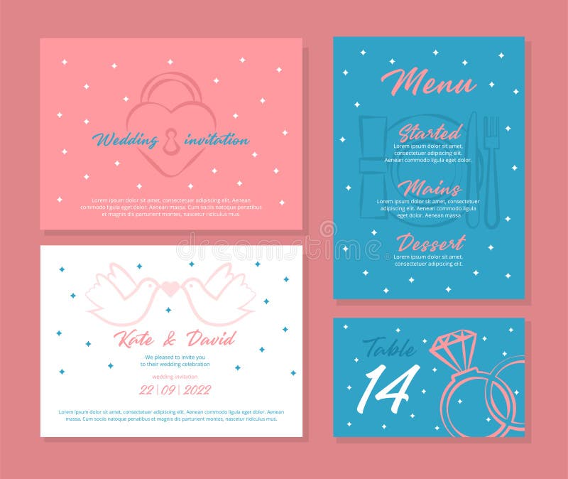 Wedding Invitation Table Menu Love Icons Elements Stock Illustration ...