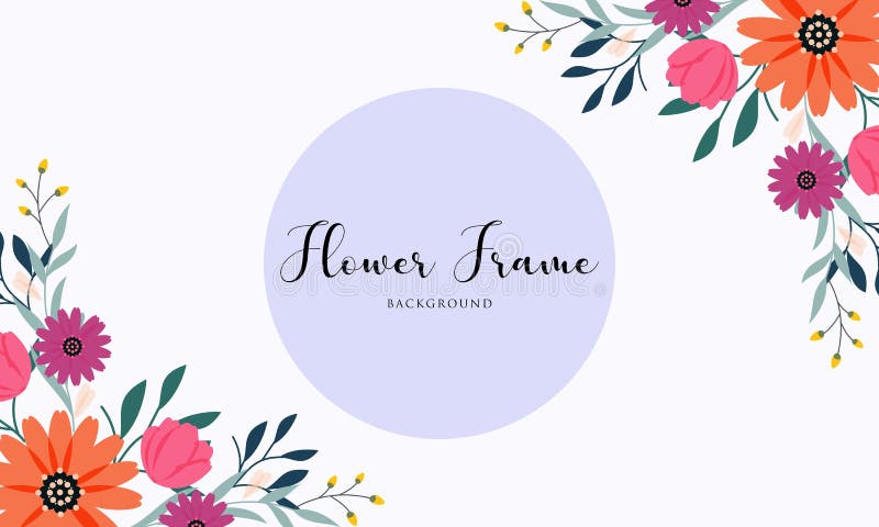 Wedding Invitation Template with Floral Frame Background Stock ...