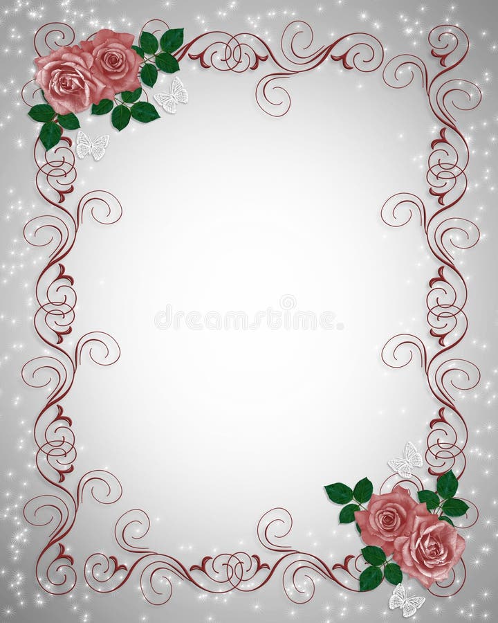 Wedding Invitation Border Red Roses Stock Illustration - Illustration ...