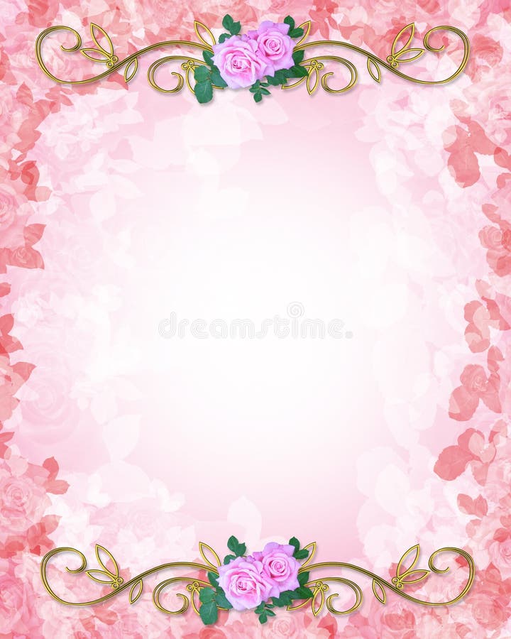 Wedding Invitation Floral Border Roses Stock Illustration ...