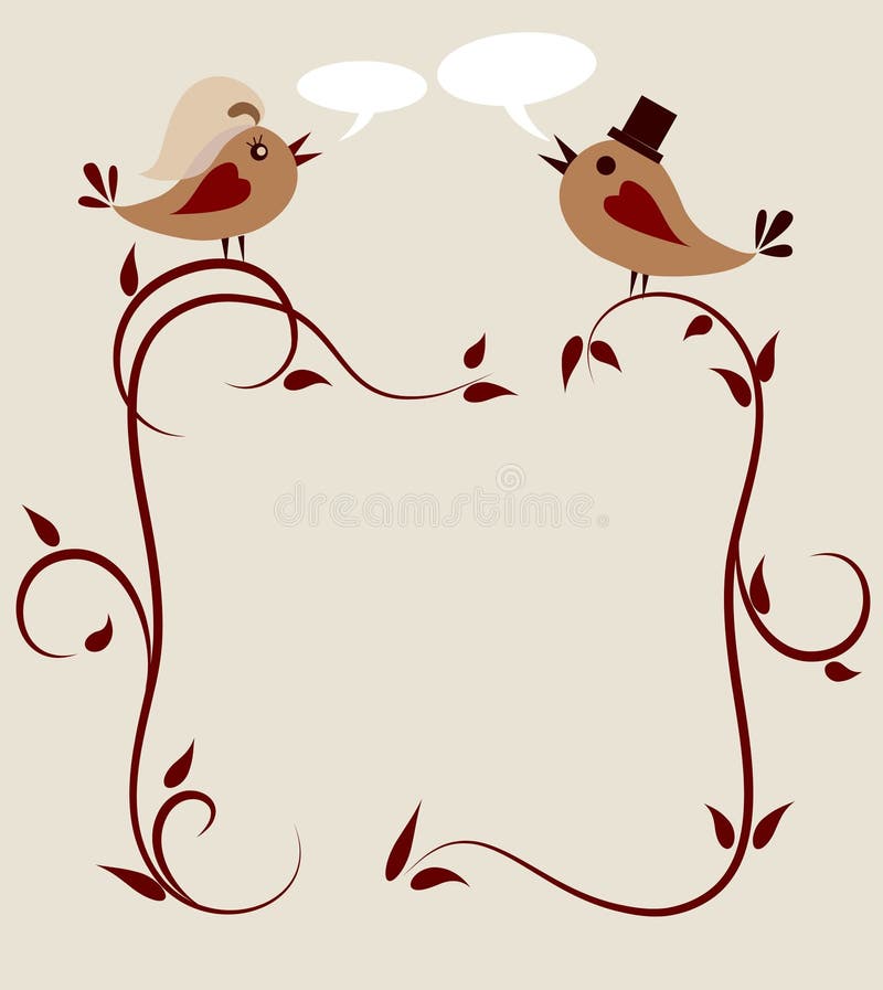 Tree with Birds, Wedding Invitation Stock Vector - Illustration of ...