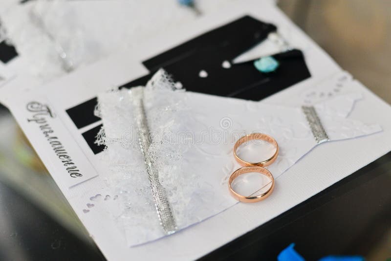 Wedding Invitation with Wedding Rings Stock Image - Image of blank ...