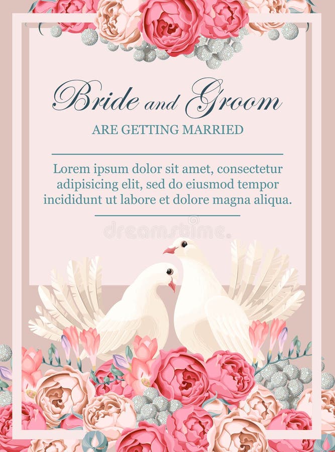 Wedding Invitation with White Doves Stock Vector - Illustration of ...