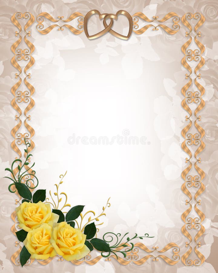Yellow Roses Border Gold Ribbons Stock Illustration - Illustration of ...