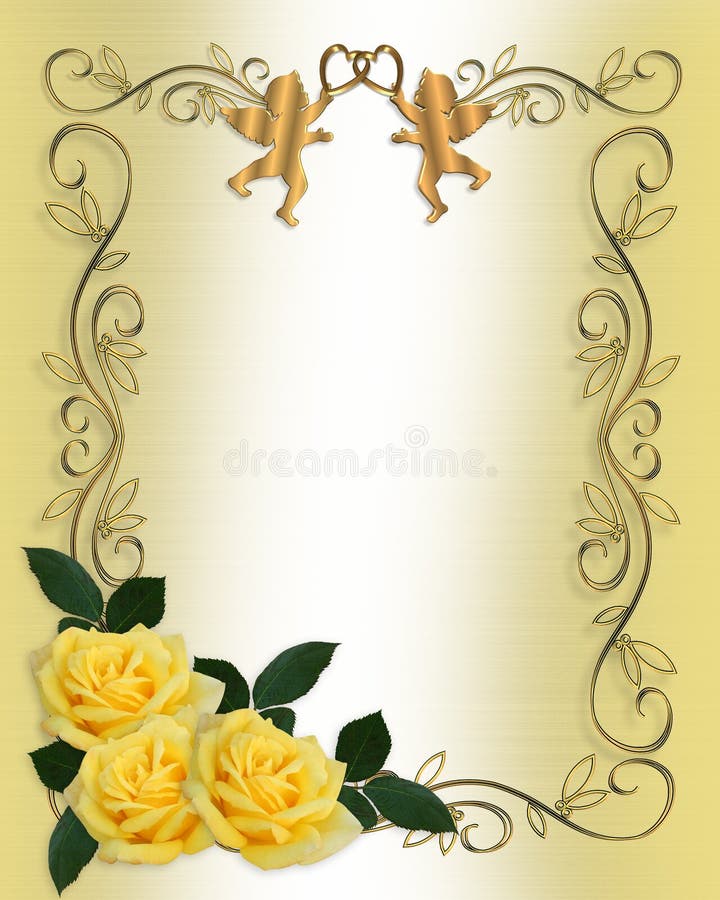 Yellow Rose and Gold Ribbon Border Stock Illustration - Illustration of ...