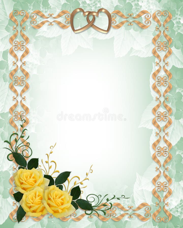 Yellow Roses Border Gold Ribbons Stock Illustration - Illustration of ...