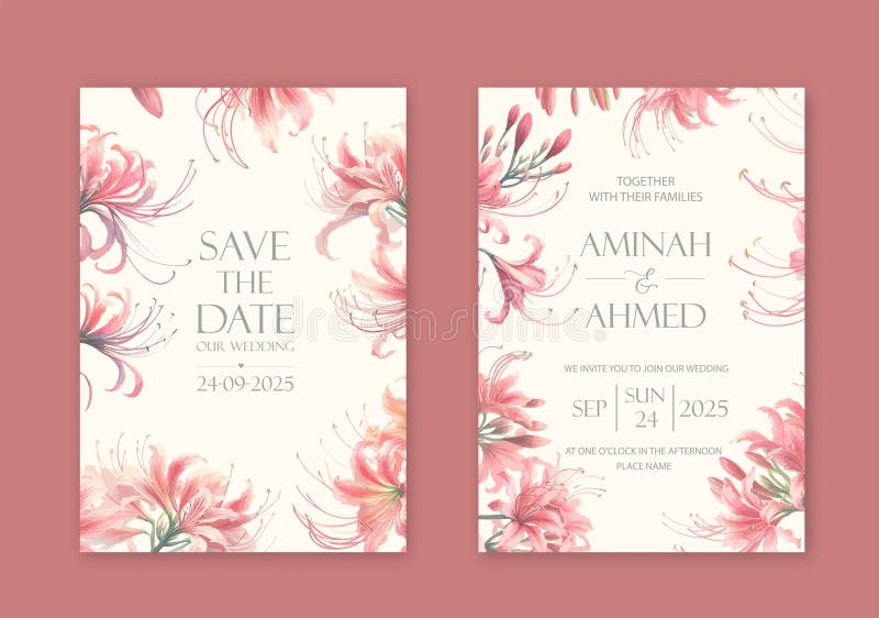 Elegant Wedding Invites with Watercolor Flowers on White Background ...