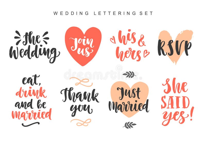 Wedding Invitations Lettering Set Stock Vector - Illustration of letter ...