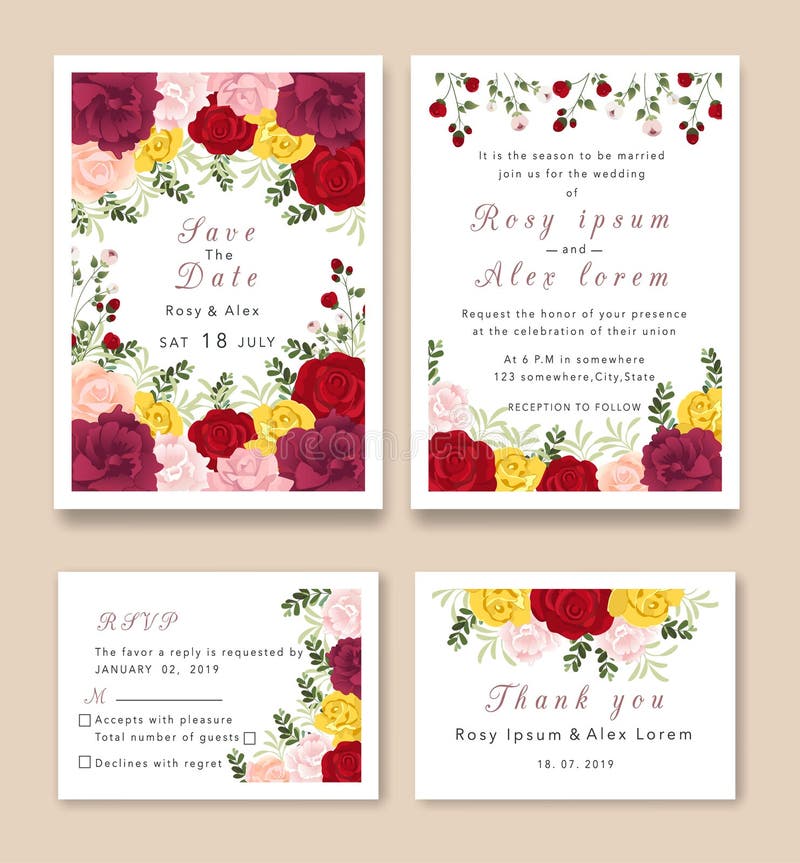 Wedding Invitations Save the Date Card Design with Elegant Garden ...