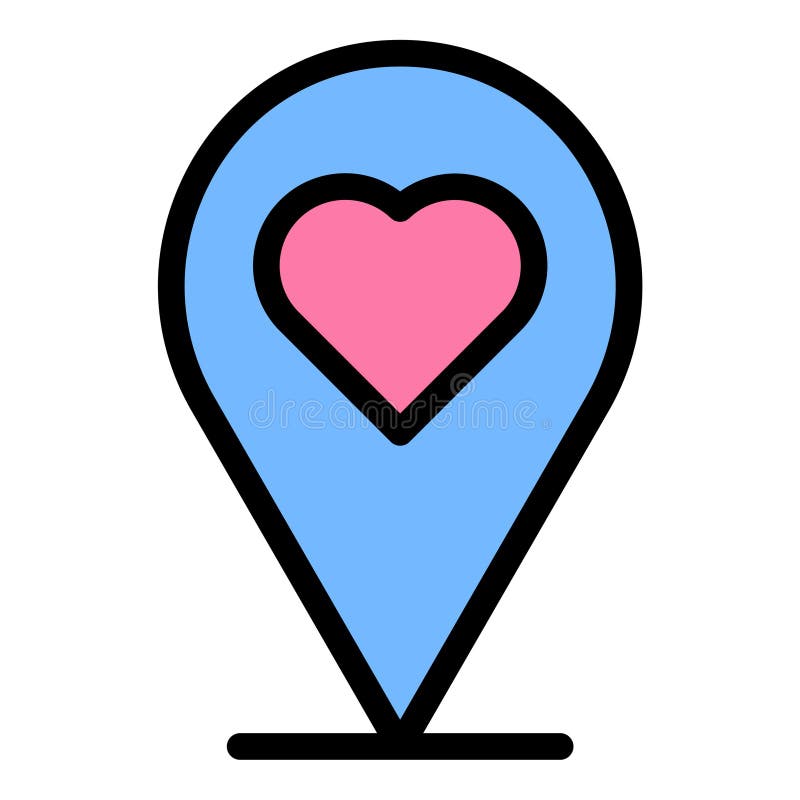 Wedding Location Icon Venue and Destination in Flat Line Color Style ...