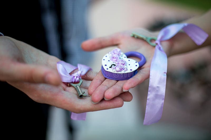 The Wedding Lock and Key in Hands Stock Photo - Image of family ...