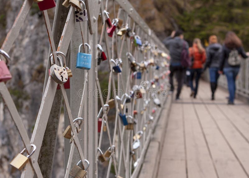 Wedding Locks Hanging on the Iron Fence of the Bridge Stock Image ...