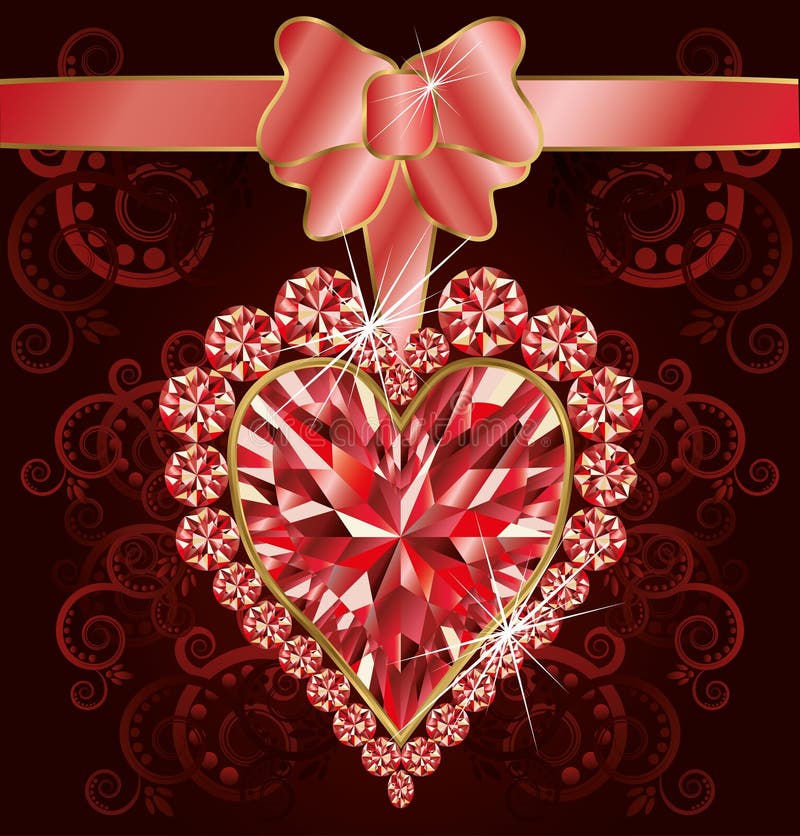 Wedding Love Card with Ruby Heart Stock Vector - Illustration of ...