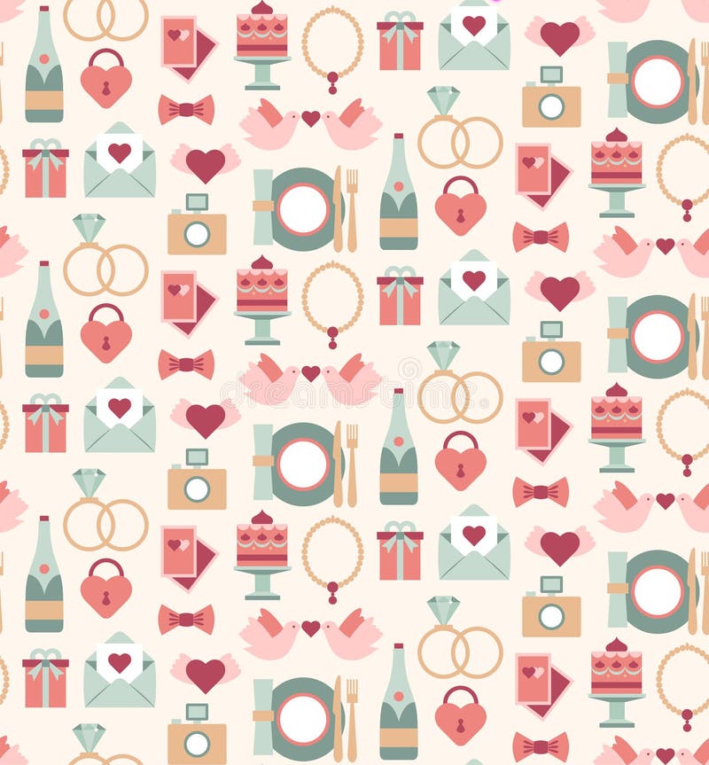 Love Seamless Pattern Set with Heart Stock Illustration - Illustration ...