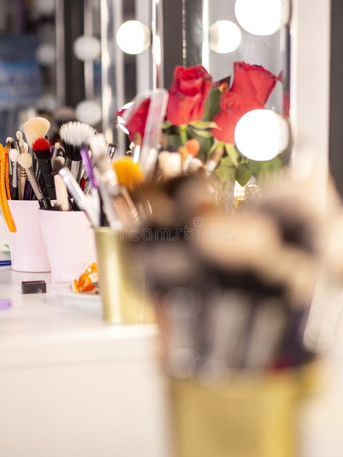 Wedding Makeup Brushes and Tools. Bokeh Effect Stock Photo - Image of ...
