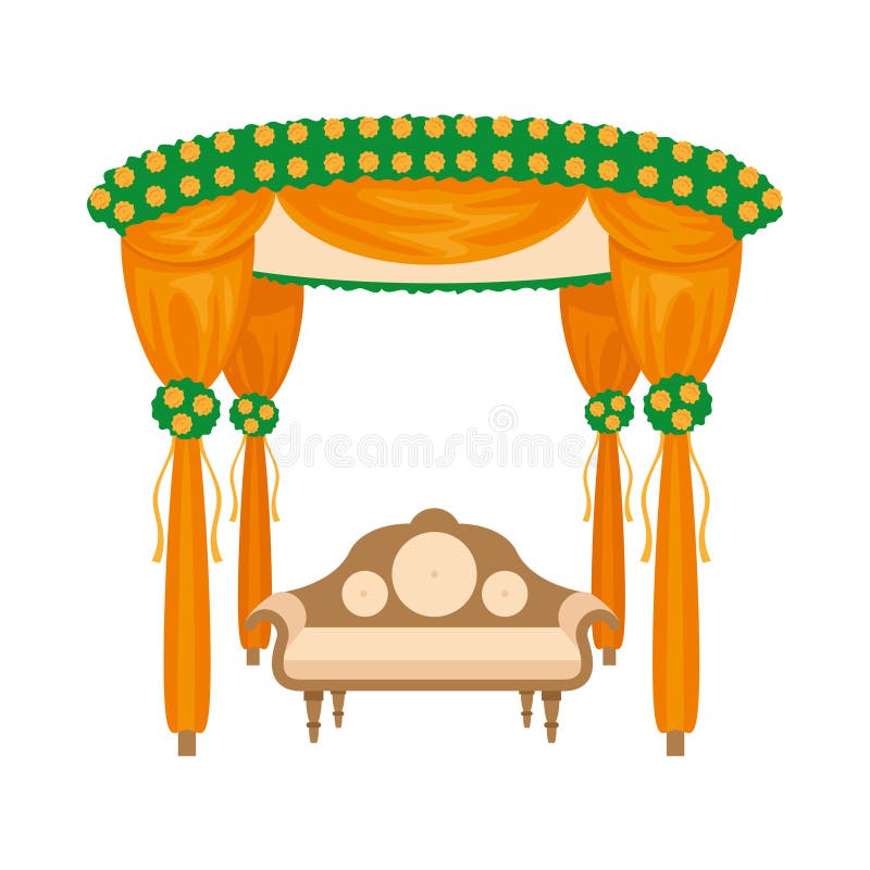 Wedding Mandap Traditional Setup Stock Vector - Illustration of gate ...