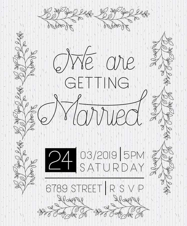 Wedding and Married Invitation Card with Floral Frame Stock Vector ...