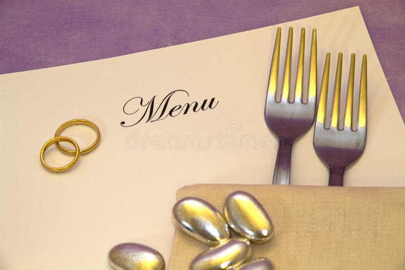 Wedding Centerpiece and Menu Stock Image - Image of dress, love: 6131105